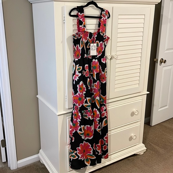 THML | Dresses | Nwt Thml Smocked Ruffle Maxi Dress In Hawaiian Size S ...